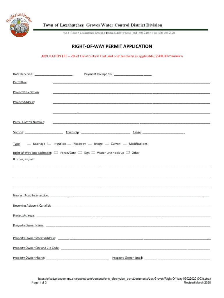 Fillable Online right-of-way permit application Fax Email Print - pdfFiller