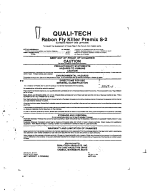 Fillable Online U.S. EPA, Pesticide Product Label, QUALI-TECH RABON FLY ...