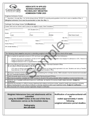 Fillable Online Rad Tech sample weighted admission form Fax Email Print ...