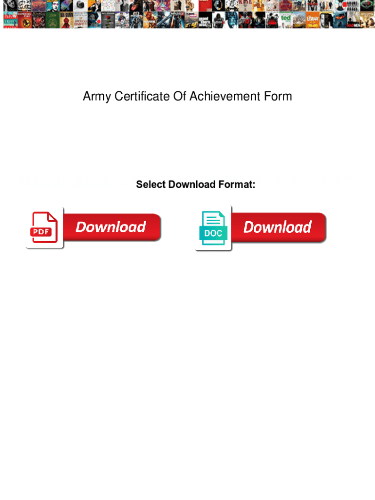 Fillable Online Army Certificate Of Achievement Form. Army Certificate Of Achievement Form ...