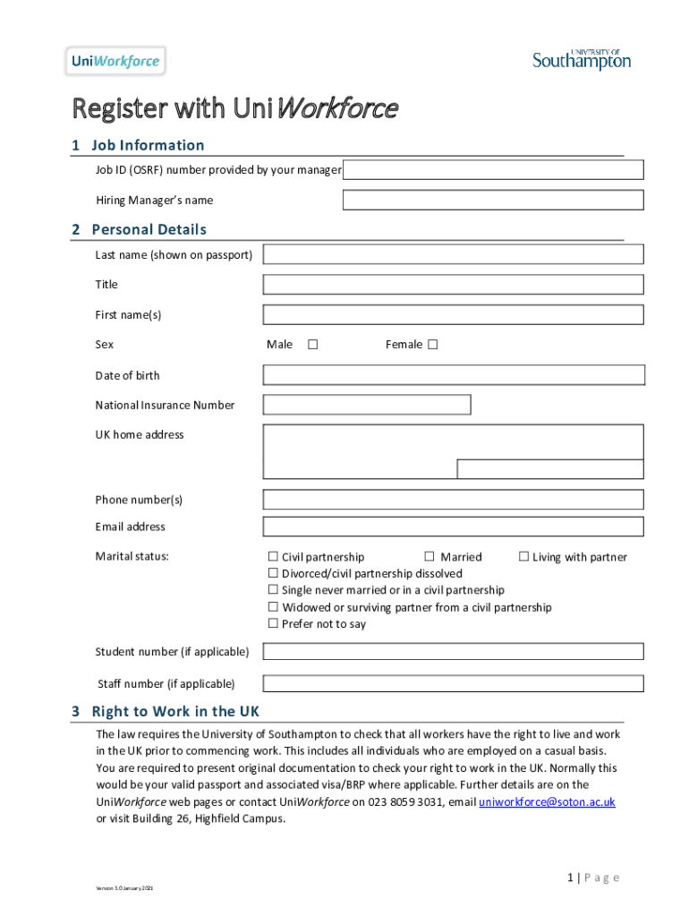 Fillable Online RECRUITMENT IN THE UNHR PortalWorkforce 1ACCESS ...
