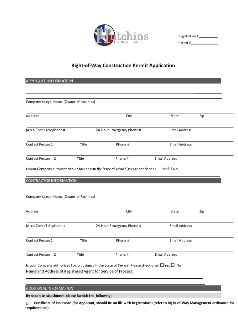 Fillable Online Right-of-Way PermitsRight-of-Way PermitsDHS ...