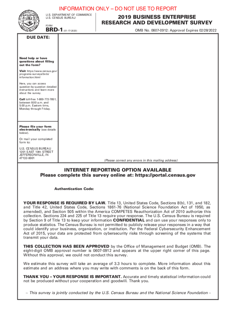 Fillable Online 2019 Business Enterprise Research and Development ...