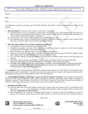 Fillable Online SHORT SALE ADDENDUM Fax Email Print - pdfFiller