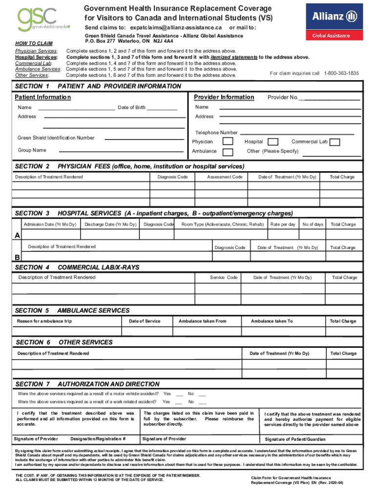 Fillable Online GSC VS claim form fillable Fax Email Print - pdfFiller