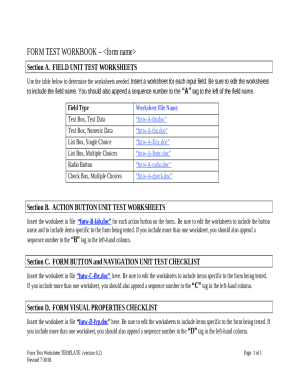 FIELD UNIT TEST WORKSHEET Doc Template | pdfFiller