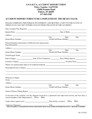 Fillable Online Accident / Incident Reporting Policy TemplateReport ...