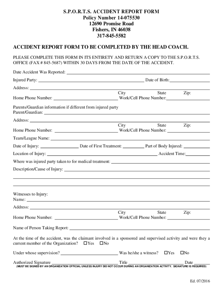 Fillable Online Accident / Incident Reporting Policy TemplateReport Vehicle Accident Involving ...