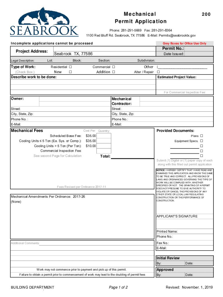Fillable Online fill.ioForm-200-Other-Mechanical-PermitFill - Free fillable Form 200: Other ...