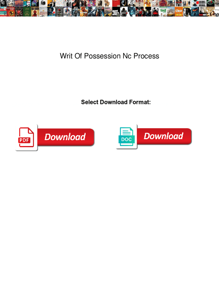 Fillable Online Writ Of Possession Nc Process. Writ Of Possession Nc ...