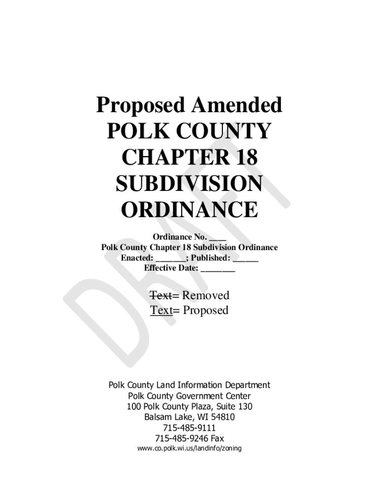 Fillable Online cms4files1.revize.compolkdocsAN ORDINANCE AMENDING THE SUBDIVISION ORDINANCE OF ...