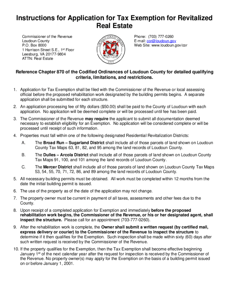 Fillable Online Real Estate Instructions for Application for Tax ...