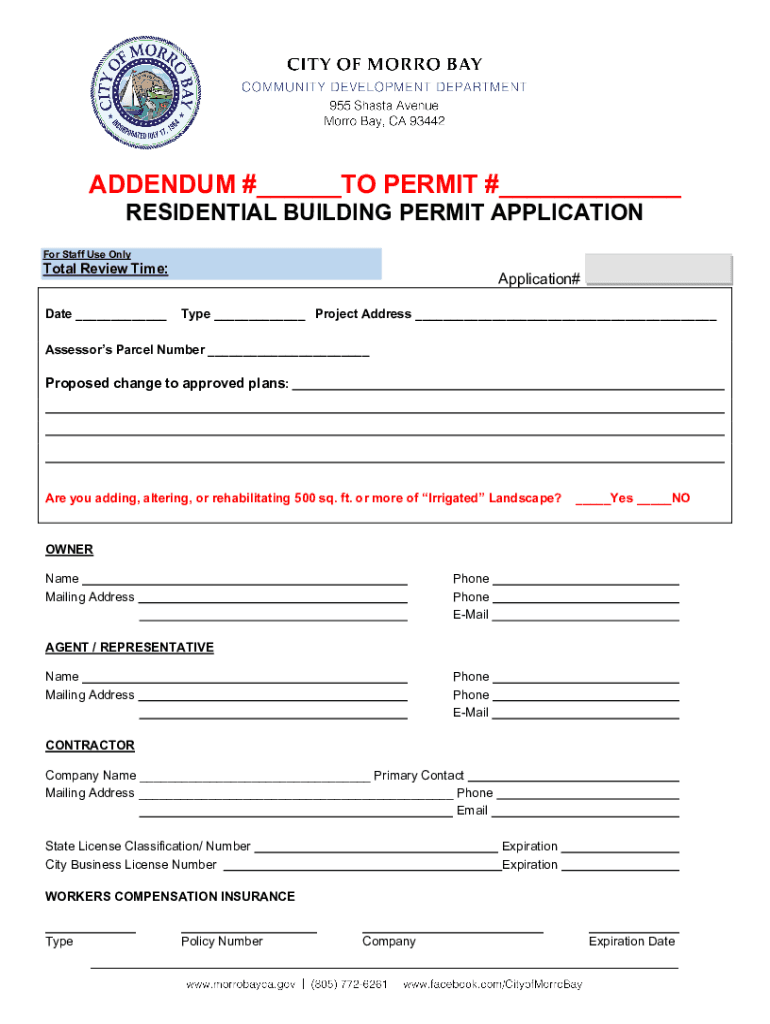 Fillable Online PDF RESIDENTIAL BUILDING PERMIT APPLICATION - Weld ...