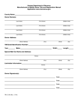 Fillable Online Manufactured or Mobile Home Title and Registration ...