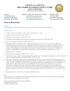 Fillable Online Deed of Restriction Fax Email Print - pdfFiller