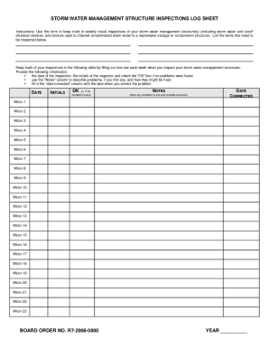 Fillable Online Form 1: CAFO Weekly Storm Water Management Structure ...