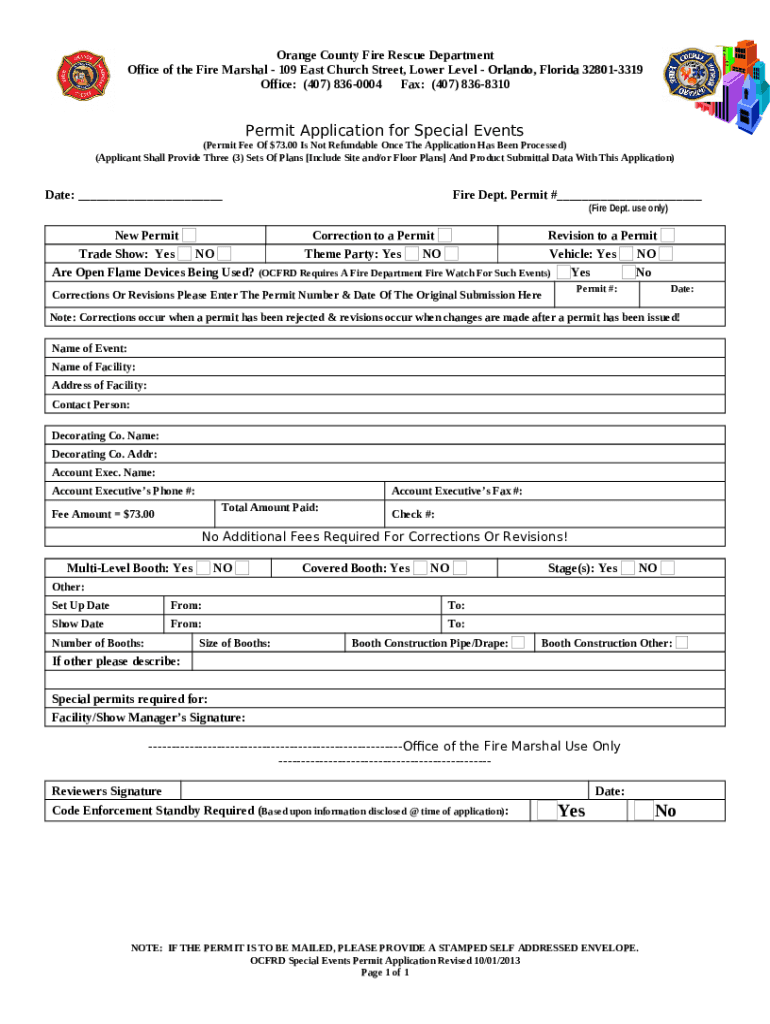 Special Events Permit Application - Rosen Centre Hotel Doc Template ...
