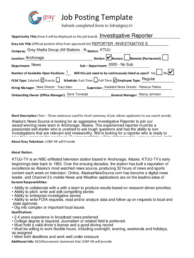 Fillable Online UKG Job Posting Template 2.25.21 Fax Email Print ...