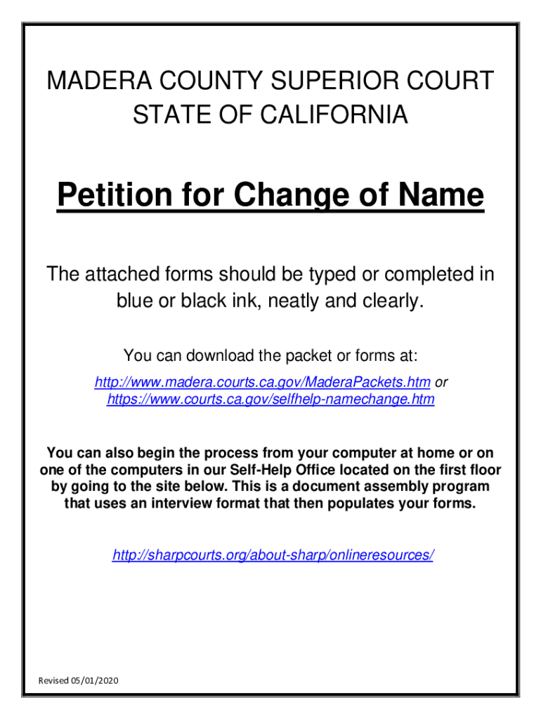 Fillable Online Petition for Change of Name - California Fax Email ...