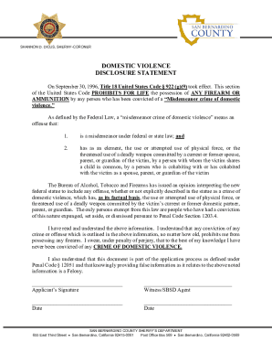 Fillable Online DOMESTIC VIOLENCE DISCLOSURE STATEMENT Fax Email Print ...