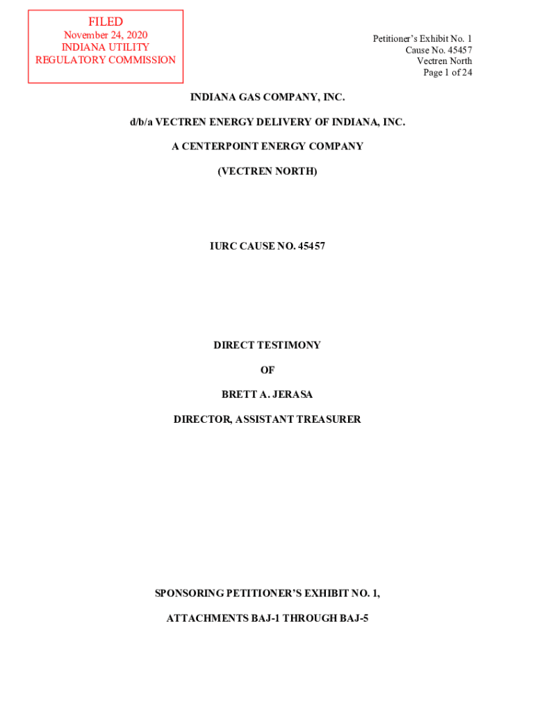 Fillable Online INDIANA GAS COMPANY, INC. d/b/a VECTREN ENERGY ... Fax ...