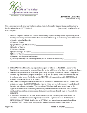 Fillable Online www.aforeverhome.orgformssample-adoption-contractSample ...