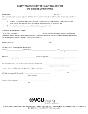Fillable Online Identity and Statement of Educational Purpose (to Be ...