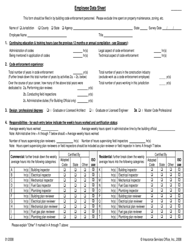 Fillable Online Employee Data Sheet - Clermont, Florida Fax Email Print ...
