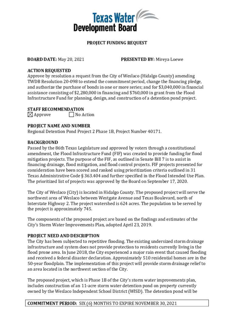 Fillable Online PROJECT FUNDING REQUEST BOARD DATE: PRESENTED BY ...