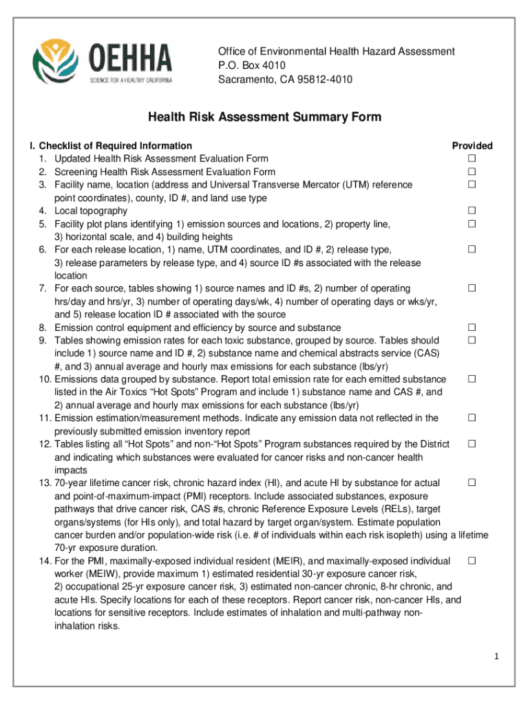 Fillable Online avaqmd.ca.govfiles13f3edc14Health Risk Assessment ...