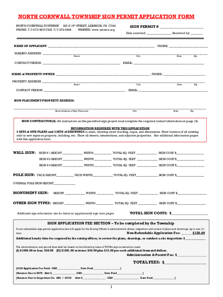 Fillable Online www.businesslicenses.comLicensesPANorth Cornwall (Township of), PA Application ...
