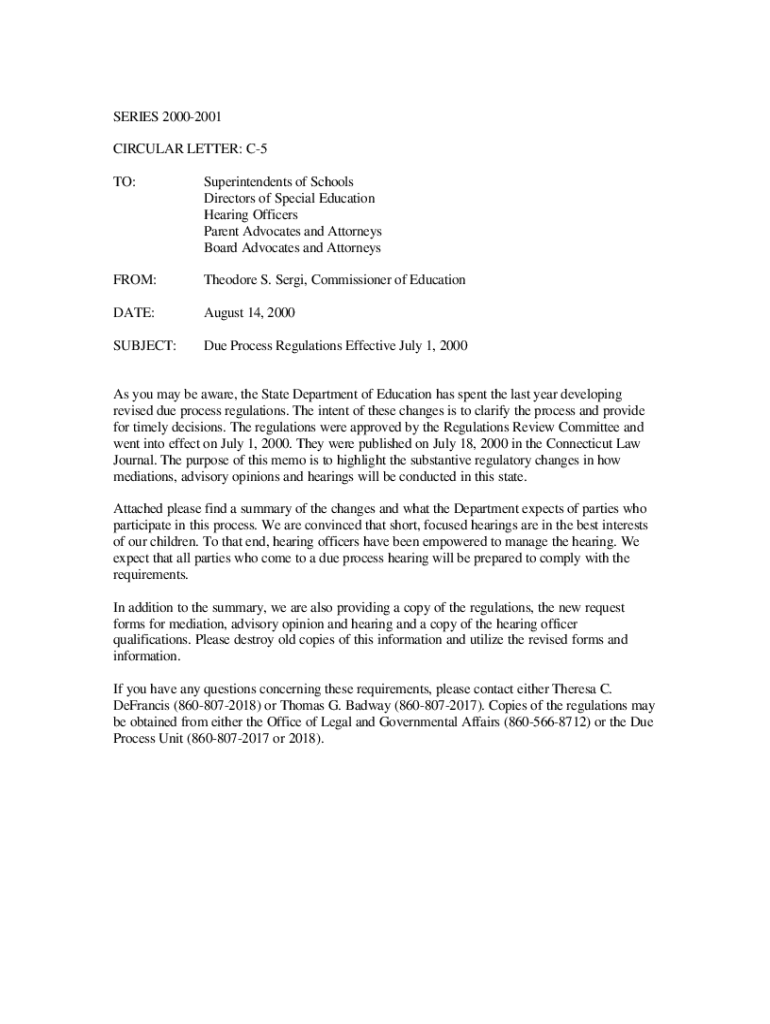 Fillable Online portal.ct.gov-mediaSERIES 2001-2002 CIRCULAR LETTER: C ...