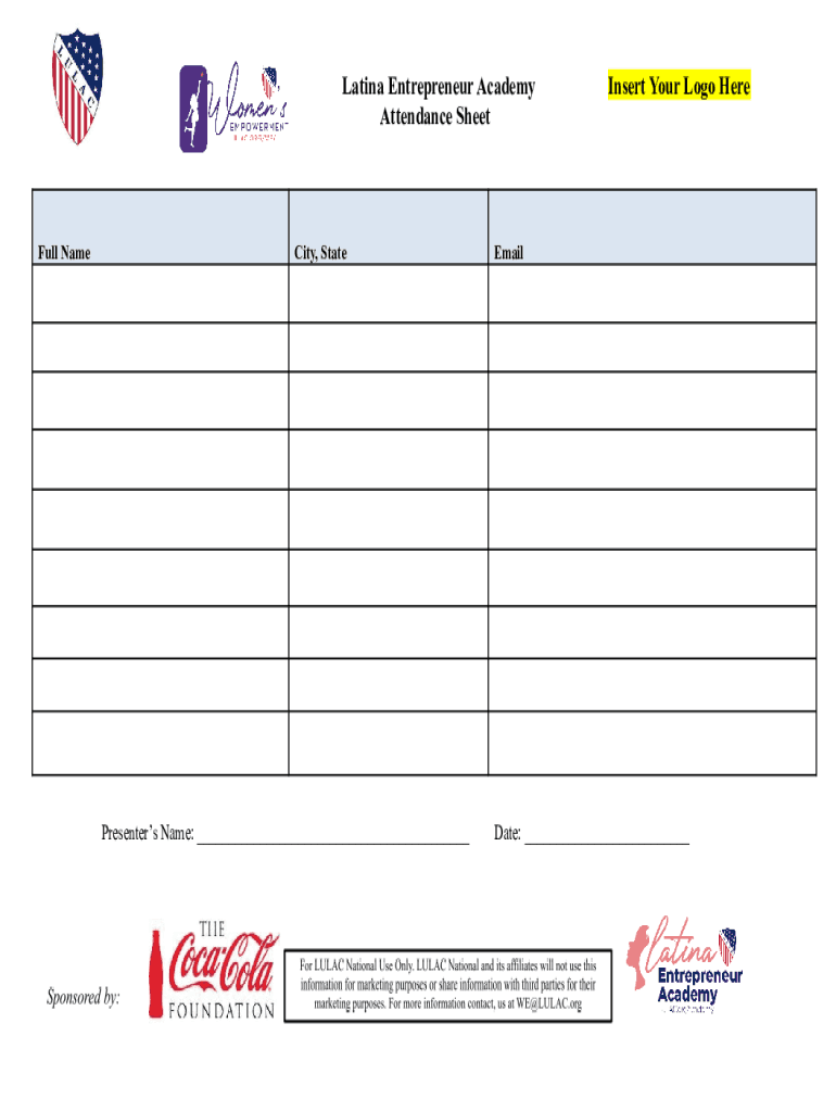 Fillable Online LEA Attendance Sheet-2021.docx Fax Email Print - pdfFiller
