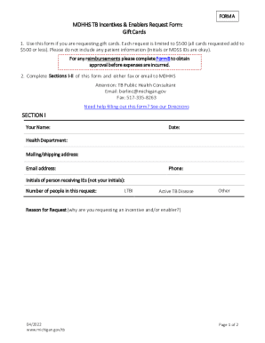 Fillable Online SECTION I MDHHS TB Incentives & Enablers Request Form ...