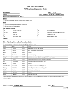 Fillable Online Forest Aquatic Restoration Project NEPA Compliance and ...