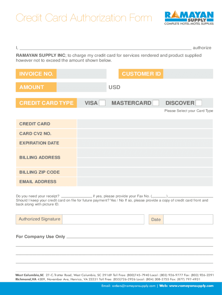 Fillable Online Free Credit Card (ACH) Authorization Forms ...