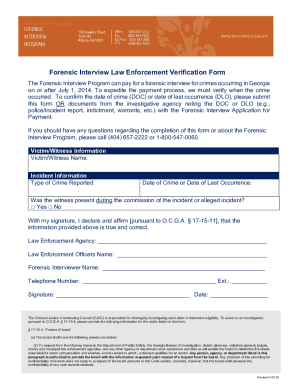 Fillable Online Forensic Interview Law Enforcement Verification Form ...
