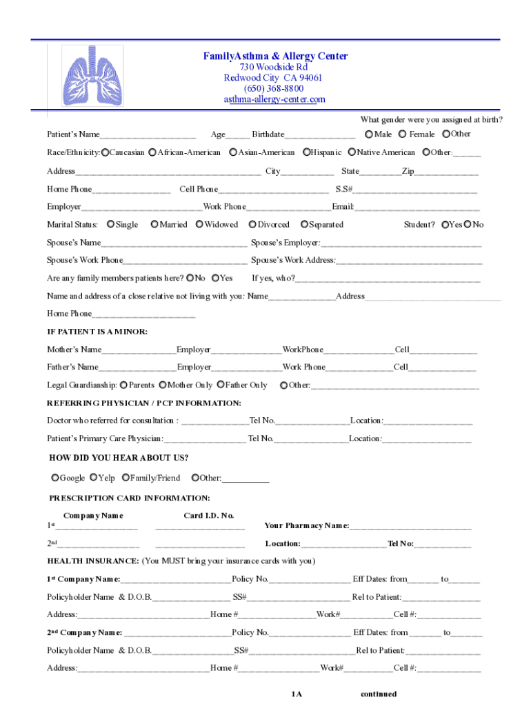 Fillable Online allergyandasthma.com clinic new-patient-registrationNew ...