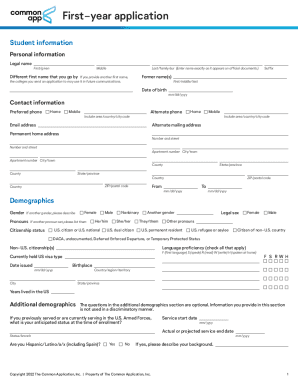 Fillable Online Common App first-year application. Common App's first ...