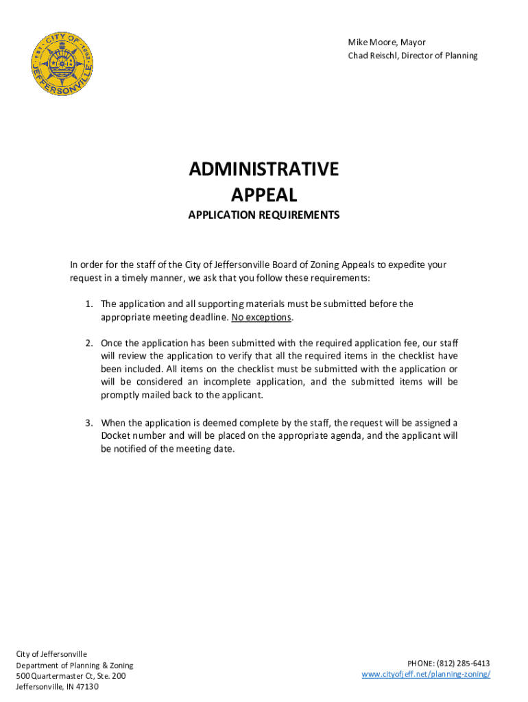 Fillable Online ADMINISTRATIVE APPEAL - cityofjeff.net Fax Email Print ...