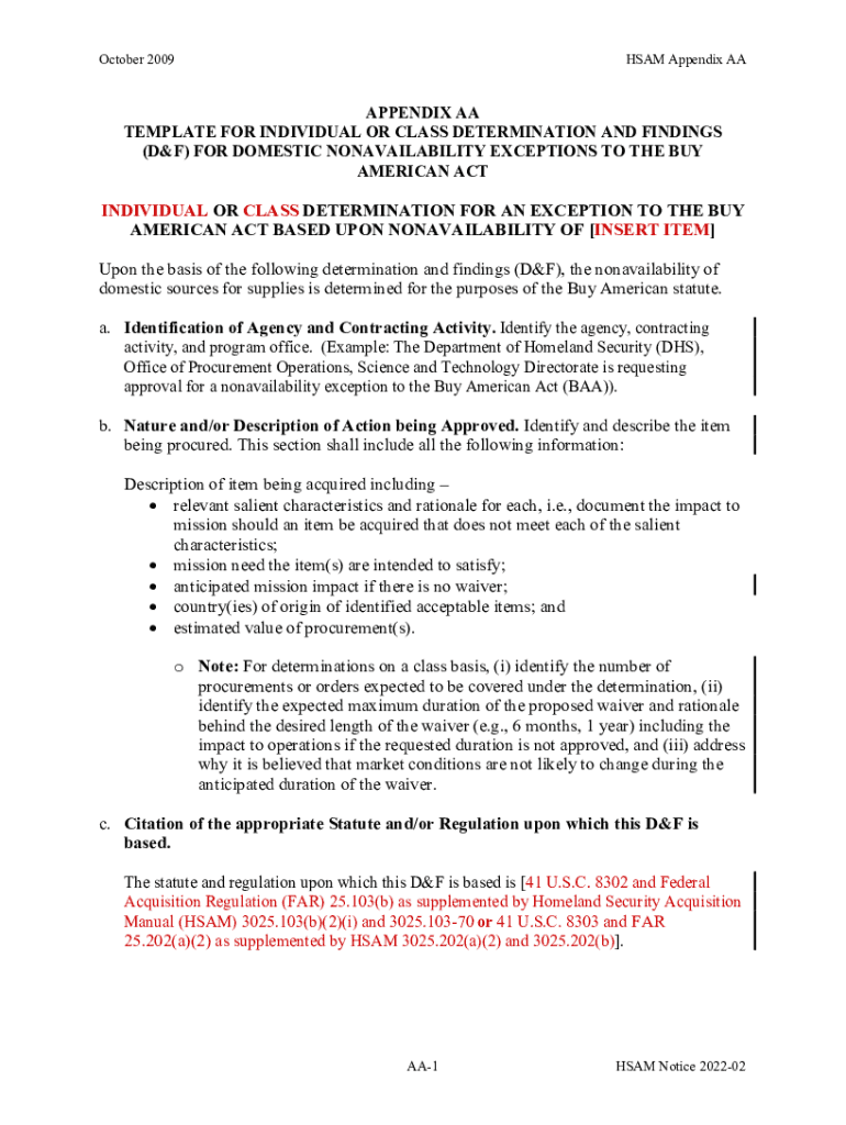 Fillable Online HSAM Appendix AA Template for Individual or Class ...