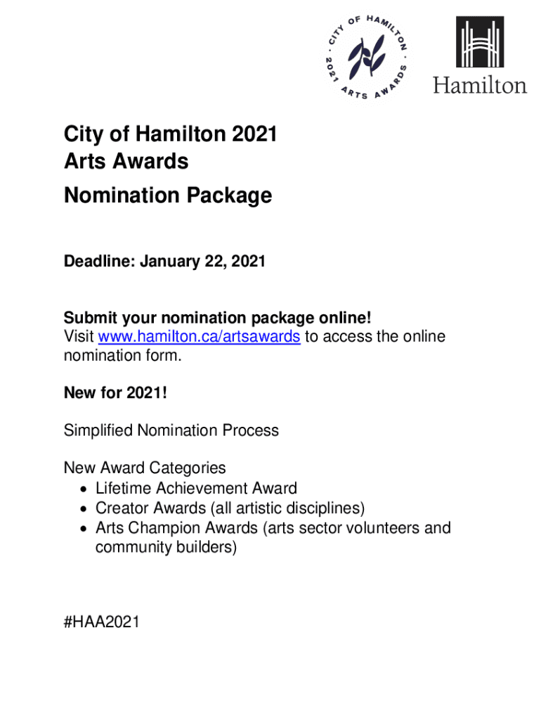 Fillable Online 2 NOMINATION PACKAGE - City of Hamilton, Ontario, Canada Fax Email Print - pdfFiller