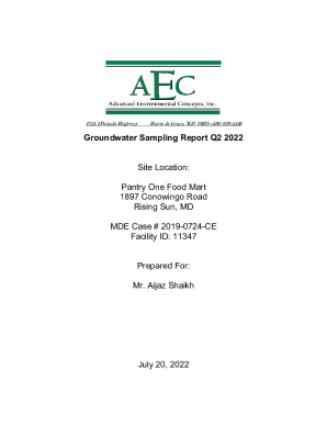 Fillable Online mde maryland Groundwater Sampling Report Q2 2022 Site ...