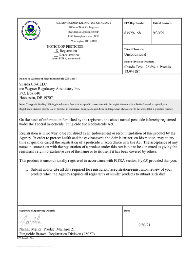 Fillable Online US EPA, Pesticide Product Label, Sharda Tebu. 25.8% ...