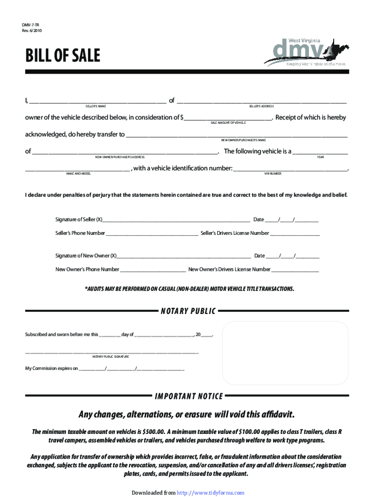 Fillable Online Free Bill of Sale Forms (24) - WordPDFeForms Fax Email ...