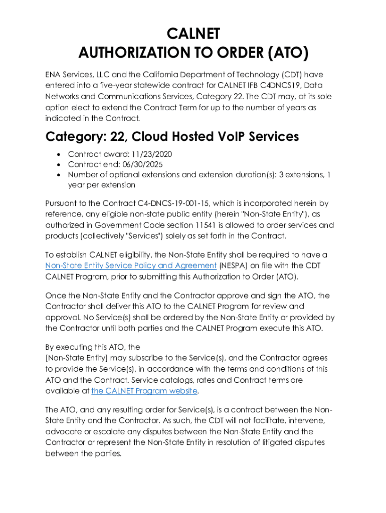 Fillable Online ENA DNCS Authorization to Order Form. ENA DNCS ...