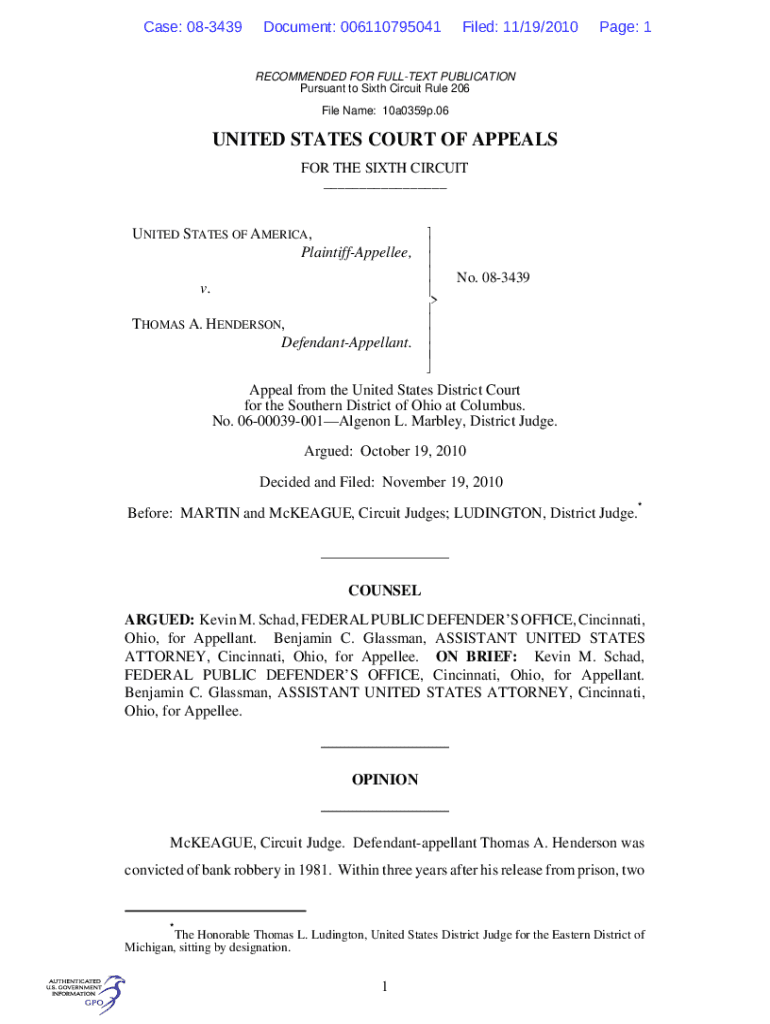 Fillable Online Rules and Procedures - Sixth Circuit Court of Appeals ...