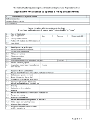 Hire of horses application Doc Template | pdfFiller