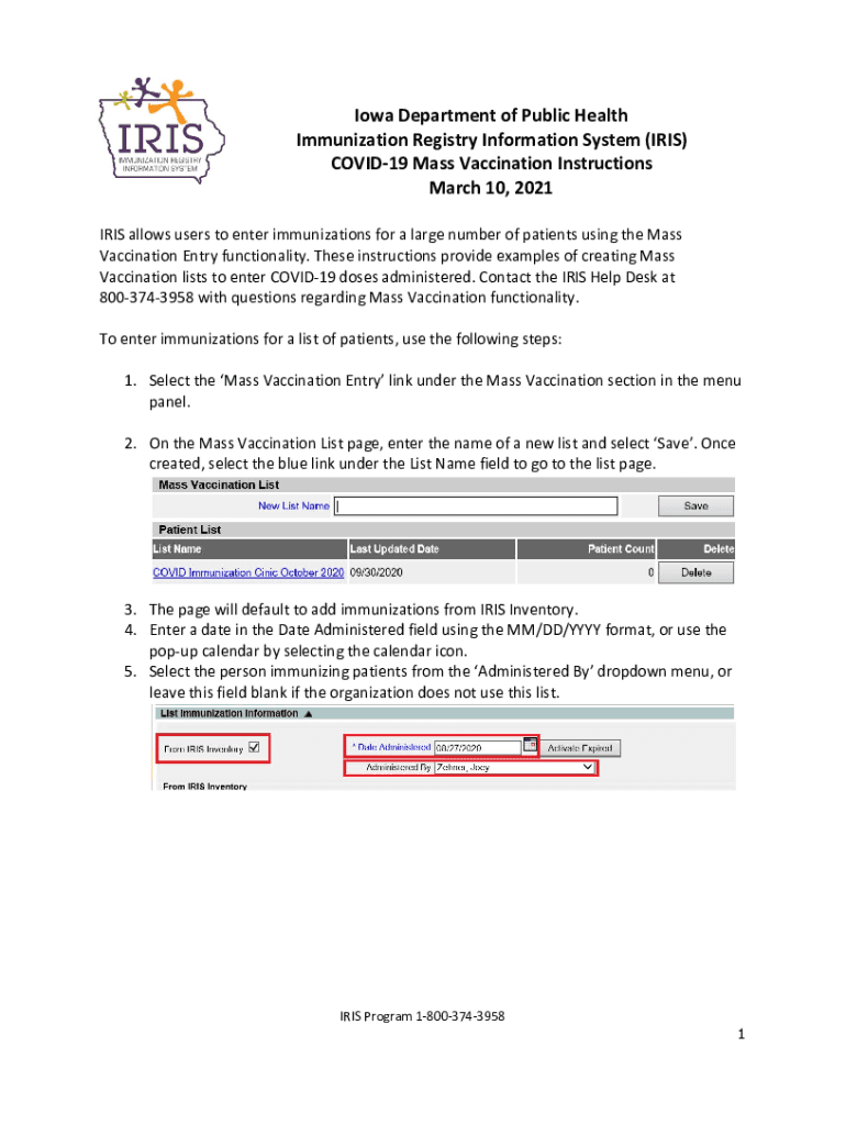 Fillable Online idph.iowa.govimmtbimmunizationImmunization Registry ...