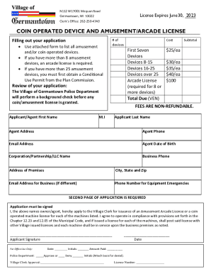 Fillable Online COIN OPERATED DEVICE AND AMUSEMENT/ARCADE LICENSE Fax ...